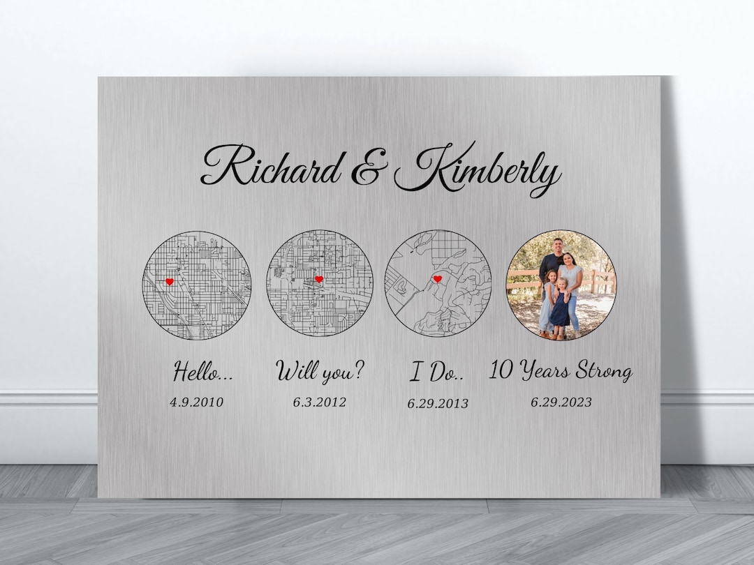 Aluminum Anniversary Gift, Custom 10th Anniversary Sign, Personalized ...