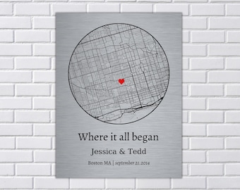 Our First Date Map Gift for Girlfriend, Personalized Where We Met Map ...