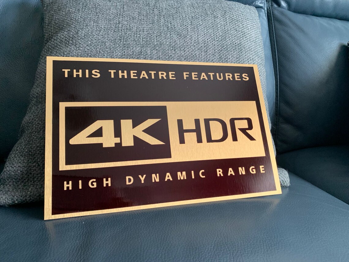 4K HDR Home Cinema Sign - Brushed Gold Aluminium - Etsy