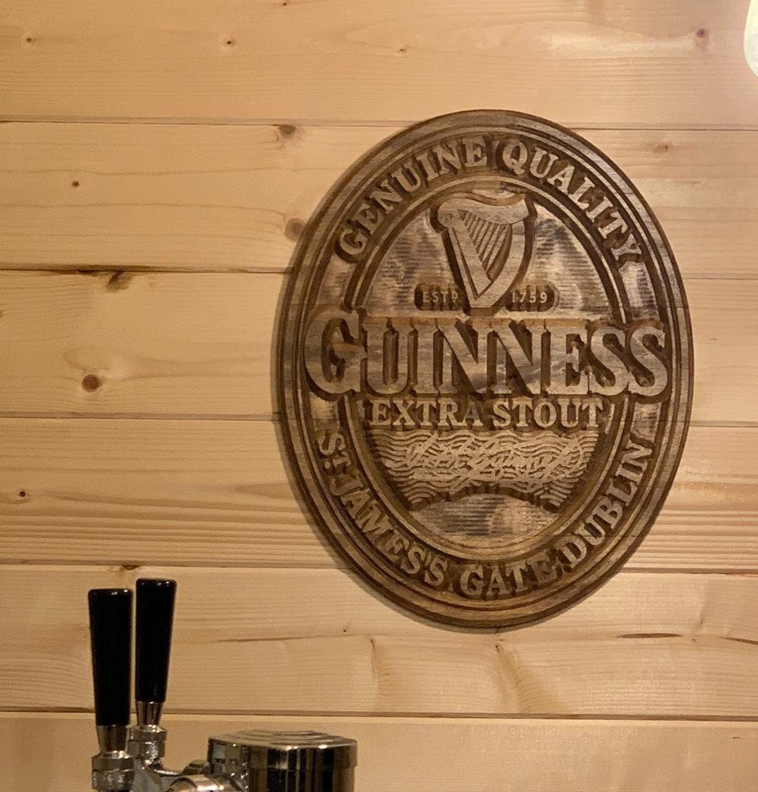 Large Carved Wooden Guinness Bar Sign. - Etsy UK