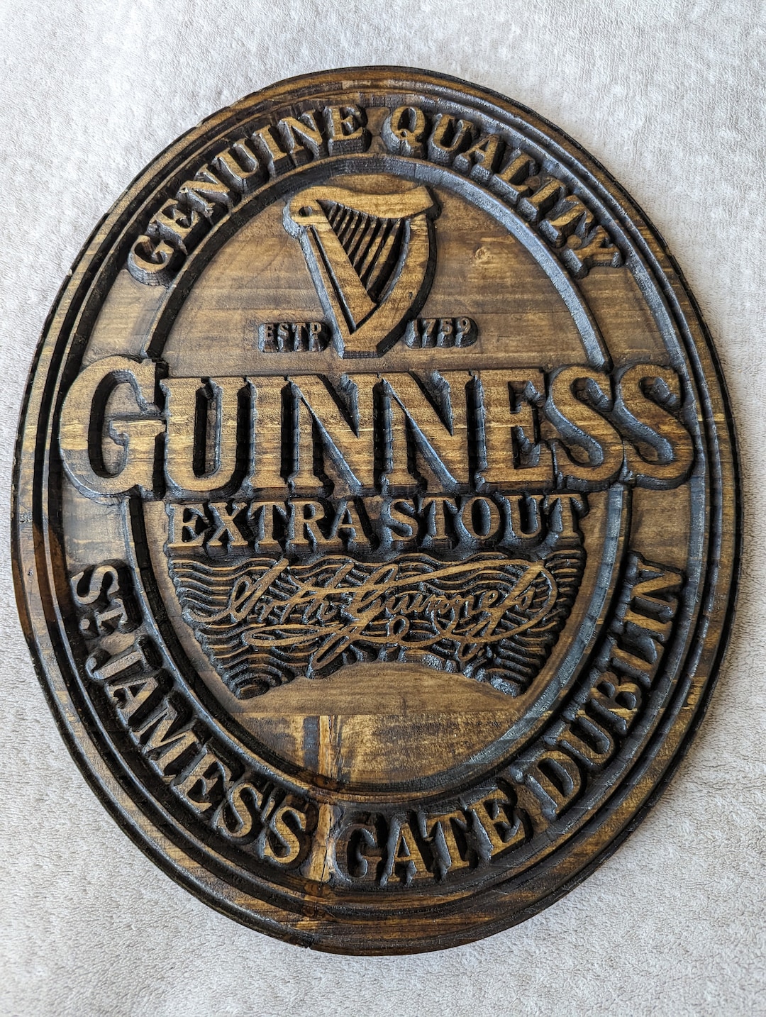 Large Carved Wooden Guinness Bar Sign. - Etsy UK