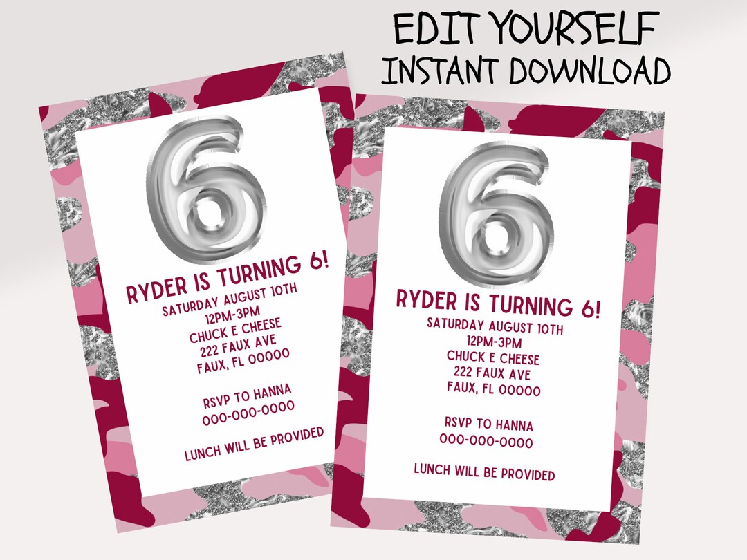 Printable Camo Birthday Invitation Digital Camo Invitation - Etsy