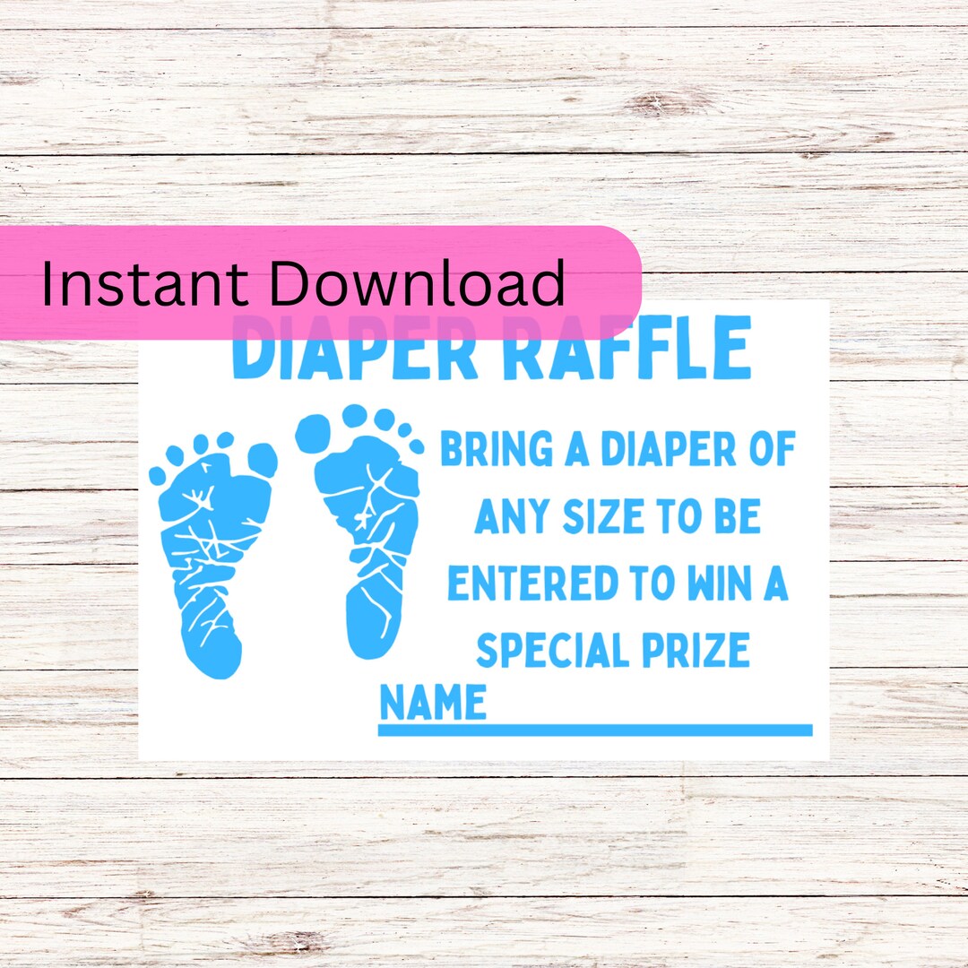 Instant Download Diaper Raffle Ticket Baby Feet Themed Diaper Raffle ...