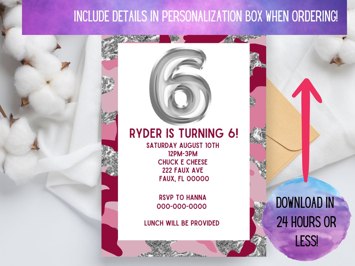 Printable Camo Birthday Invitation Digital Camo Invitation Editable ...