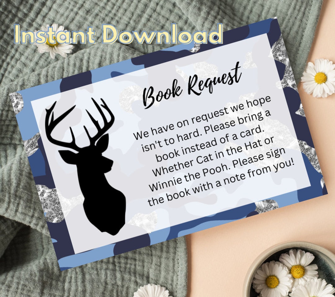 INSTANT DOWNLOAD Baby Shower Book Request Books for Baby Blue Camo Baby ...