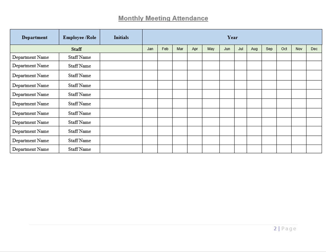 Meeting Attendance Tracker - Editable Word Template - Etsy