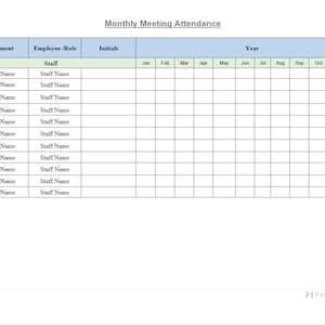 Meeting Attendance Tracker - Editable Word Template - Etsy