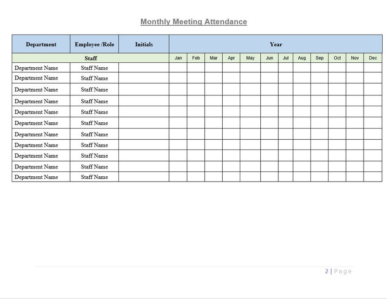 Meeting Attendance Tracker - Editable Word Template - Etsy