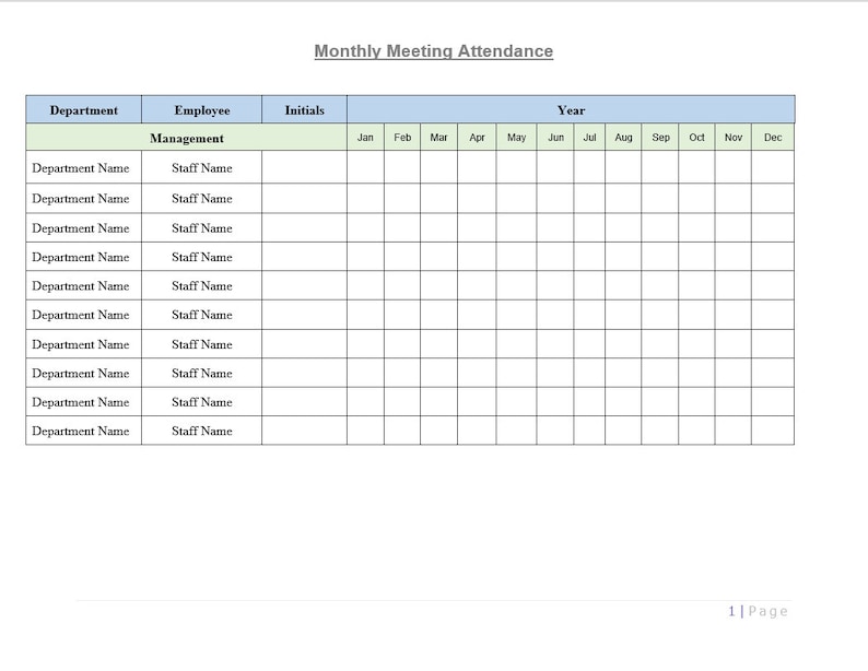 Meeting Attendance Tracker - Editable Word Template - Etsy
