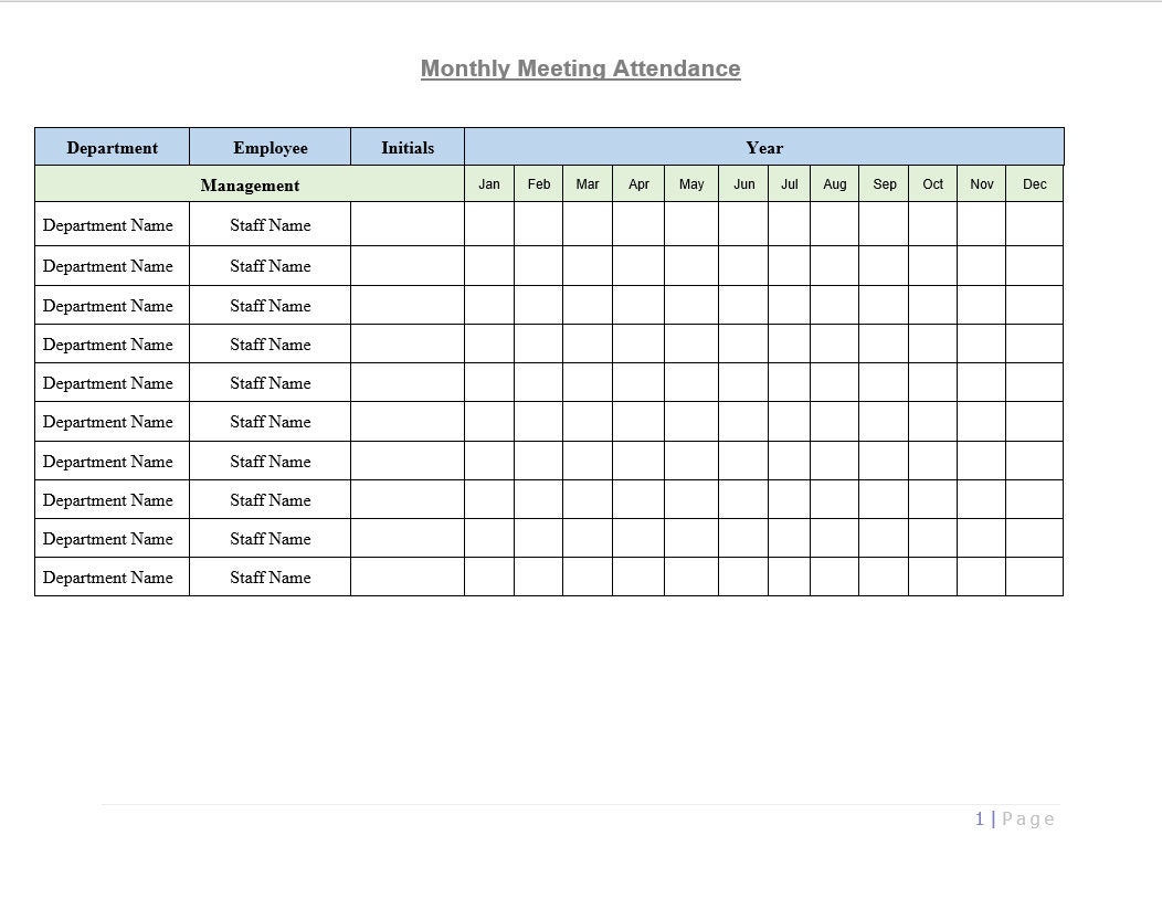 Meeting Attendance Tracker - Editable Word Template - Etsy