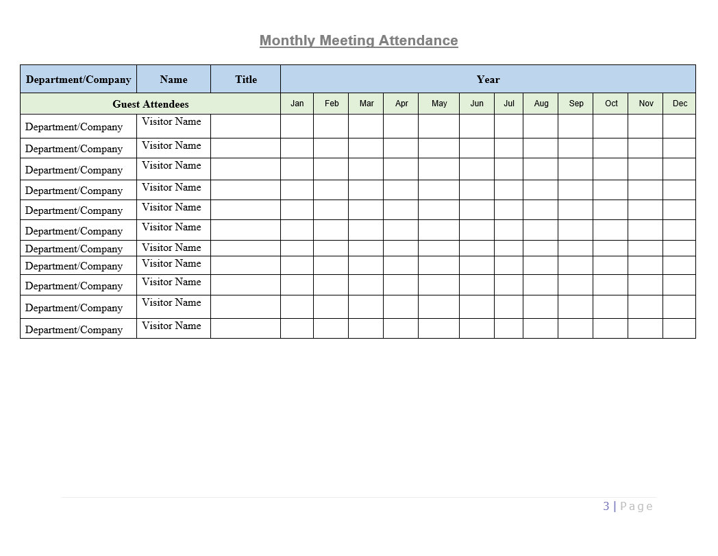 Meeting Attendance Sheet Template Word