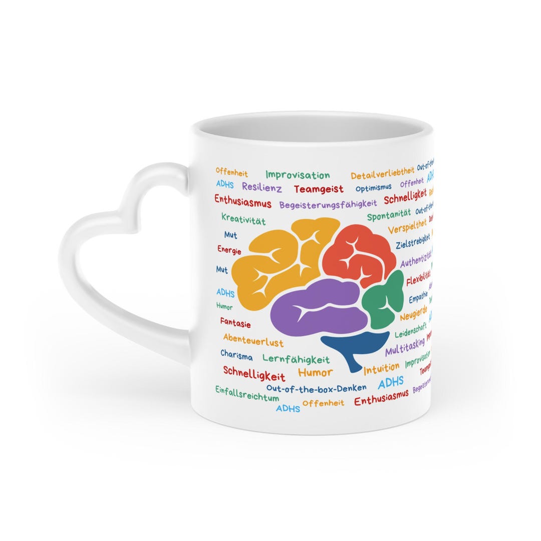 ADHD Mug, Customizable, Humorous, Gift Idea, Coffee Mug, Heart ...