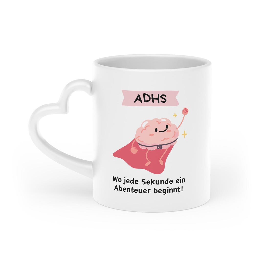 ADHD Mug, Customizable, Humorous, Gift Idea, Coffee Mug, Heart ...