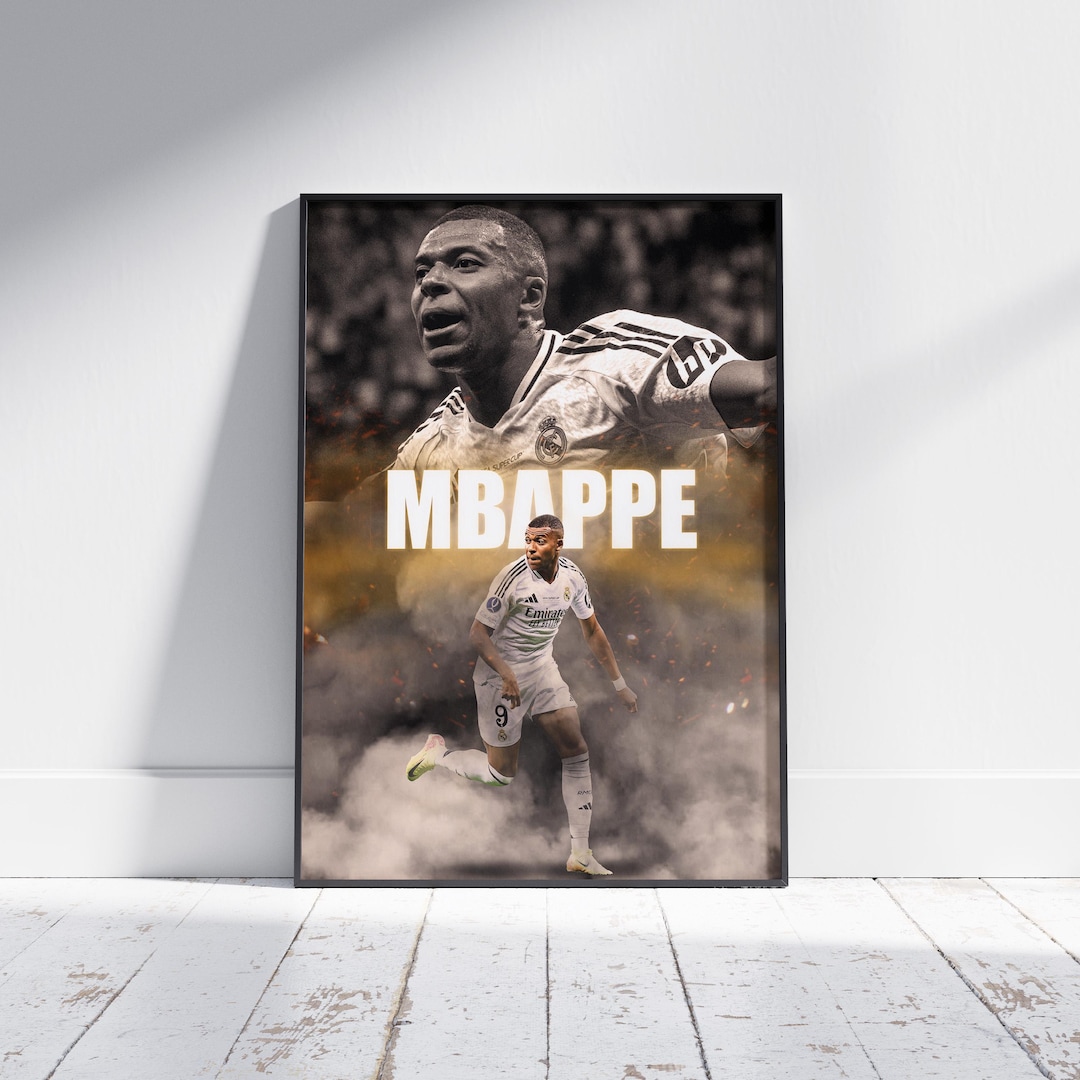 Kylian Mbappe Real Madrid Poster, Football Poster, Football Print ...