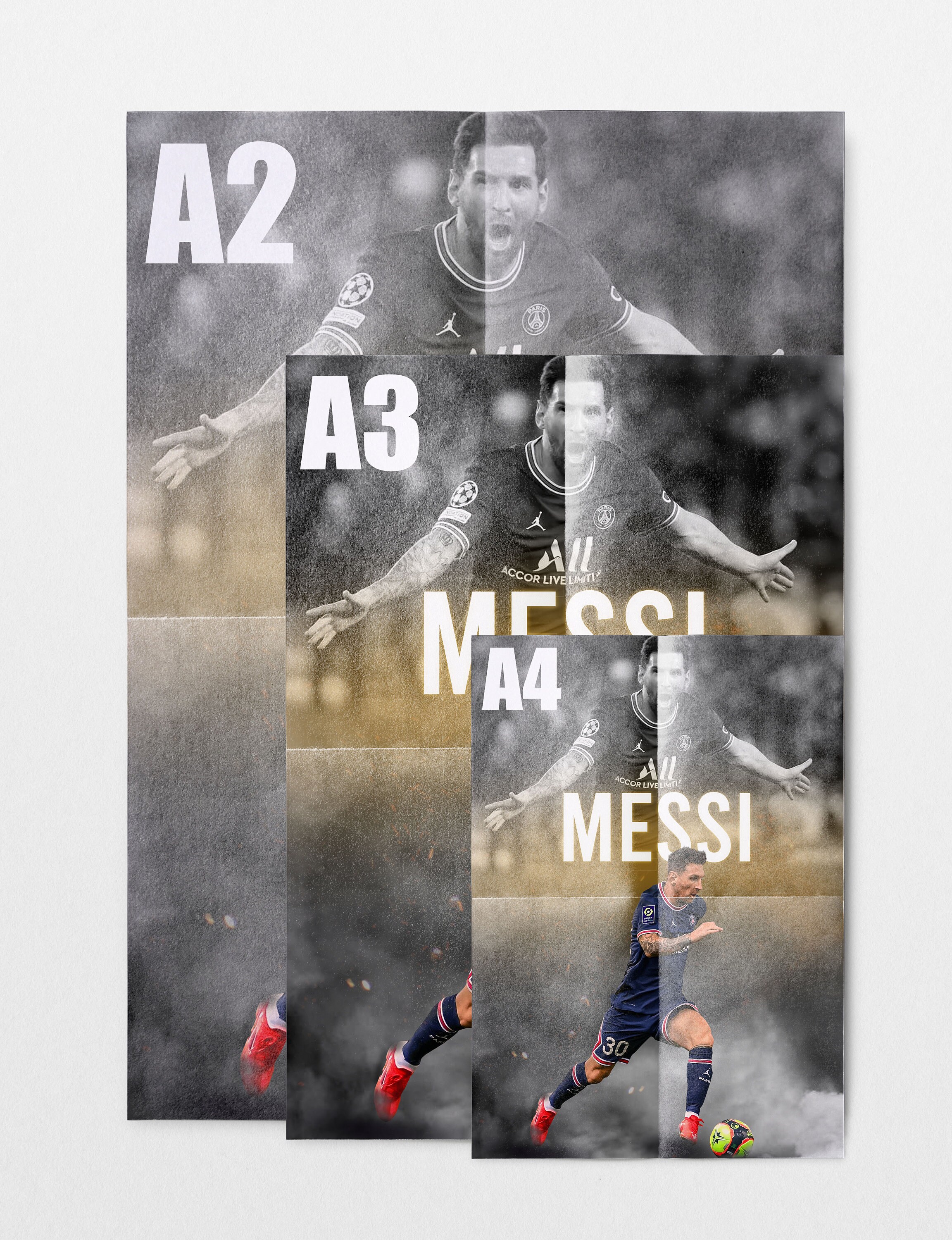Lionel Messi PSG Poster / Football Poster / Football Print / A2,A4, A3 ...