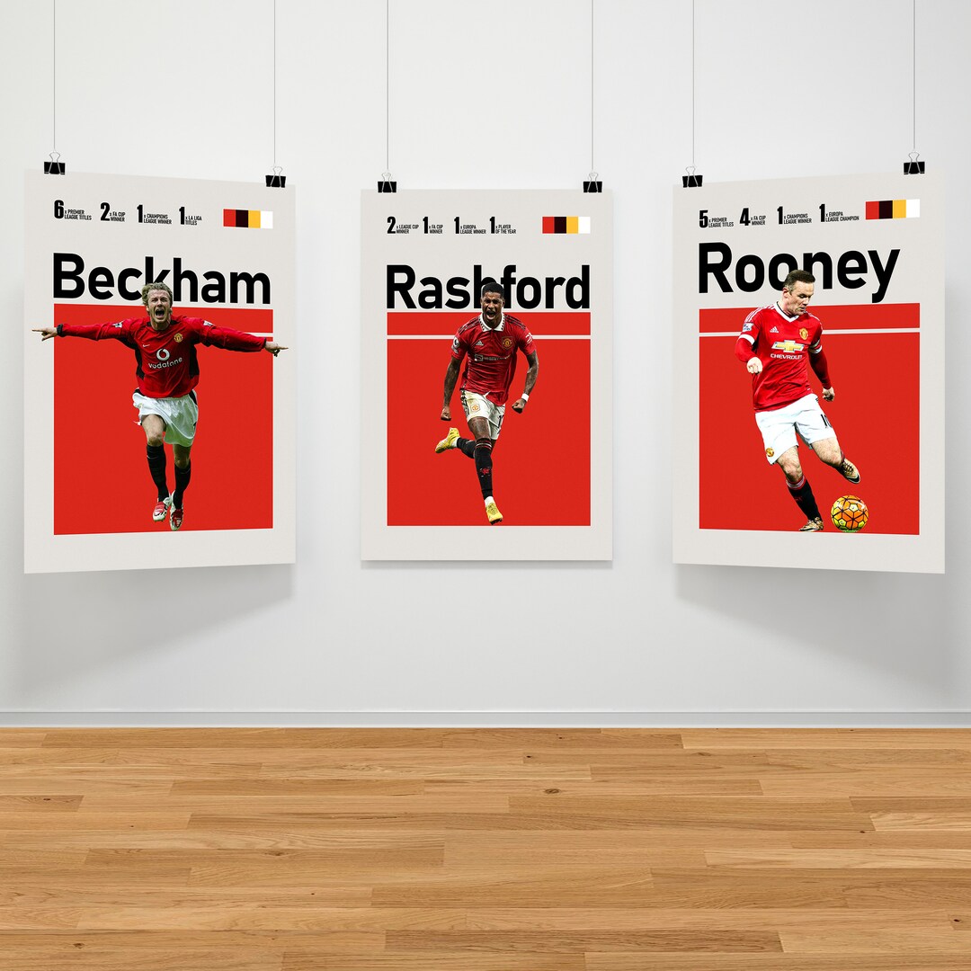 Man Utd Legends Poster Bundle: Beckham, Rashford, Rooney (digital ...