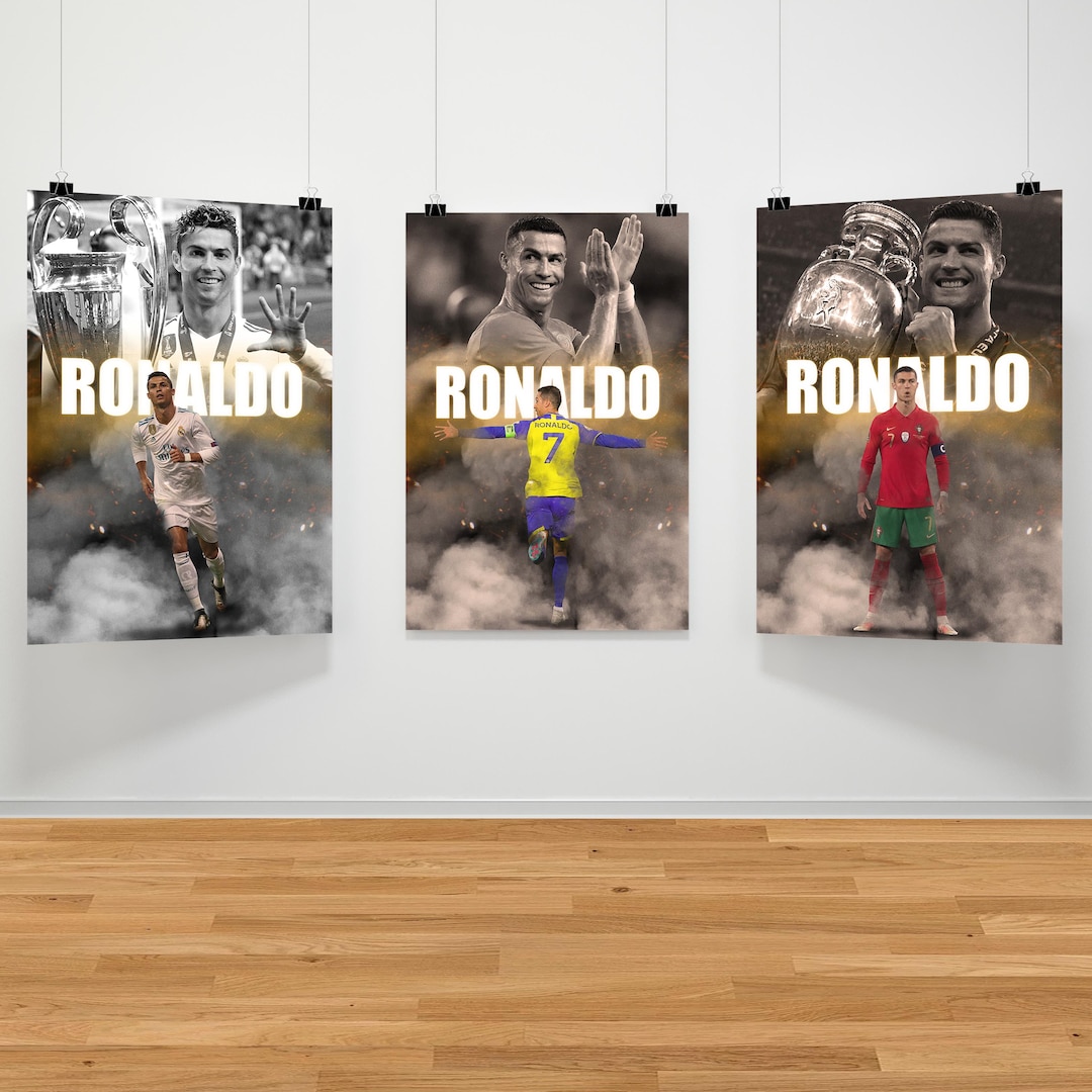 Cristiano Ronaldo Football Poster Bundle, Ronaldo Fan Gift, Football ...