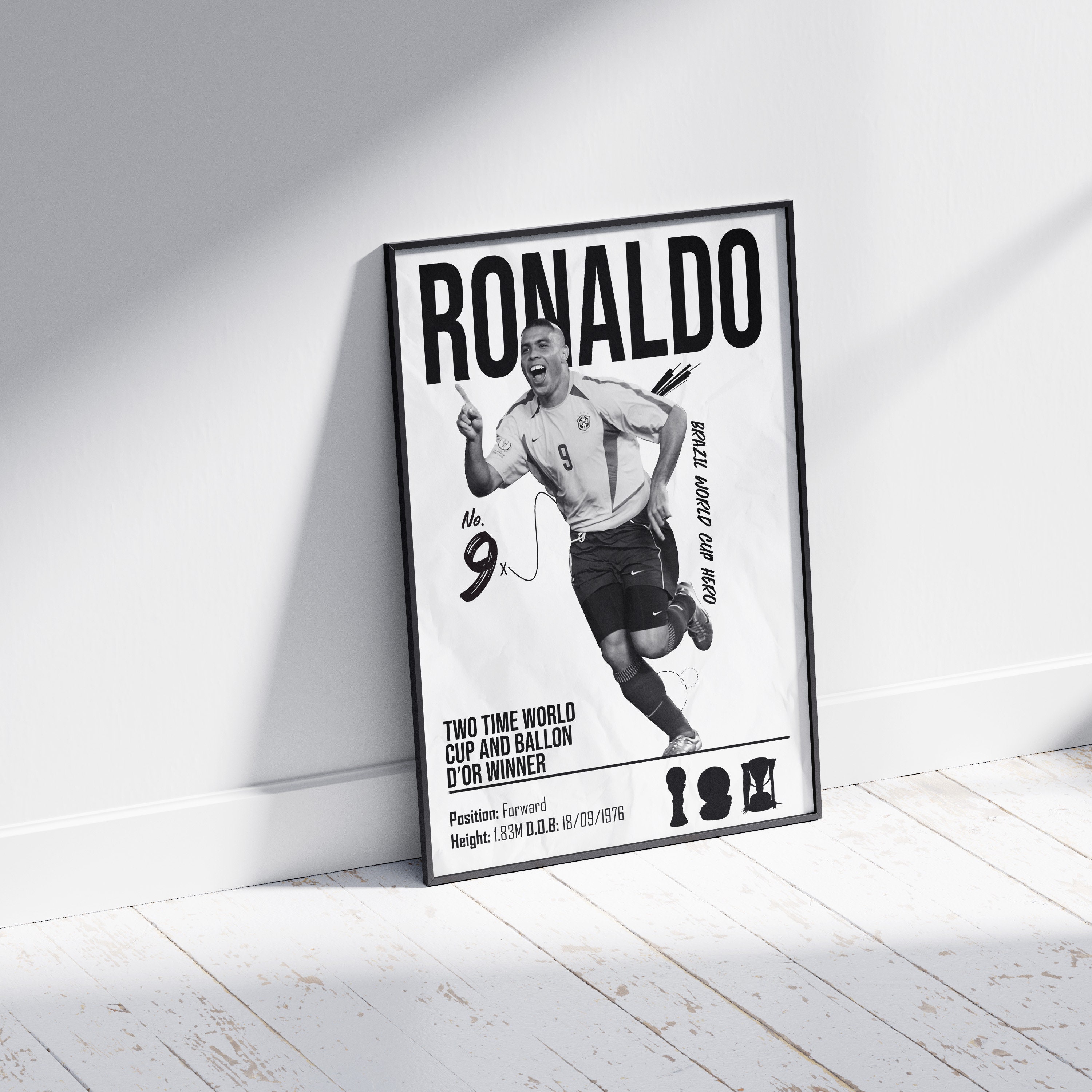 Ronaldo Nazario R9 Poster, Football Poster, Football Print, Ronaldo ...