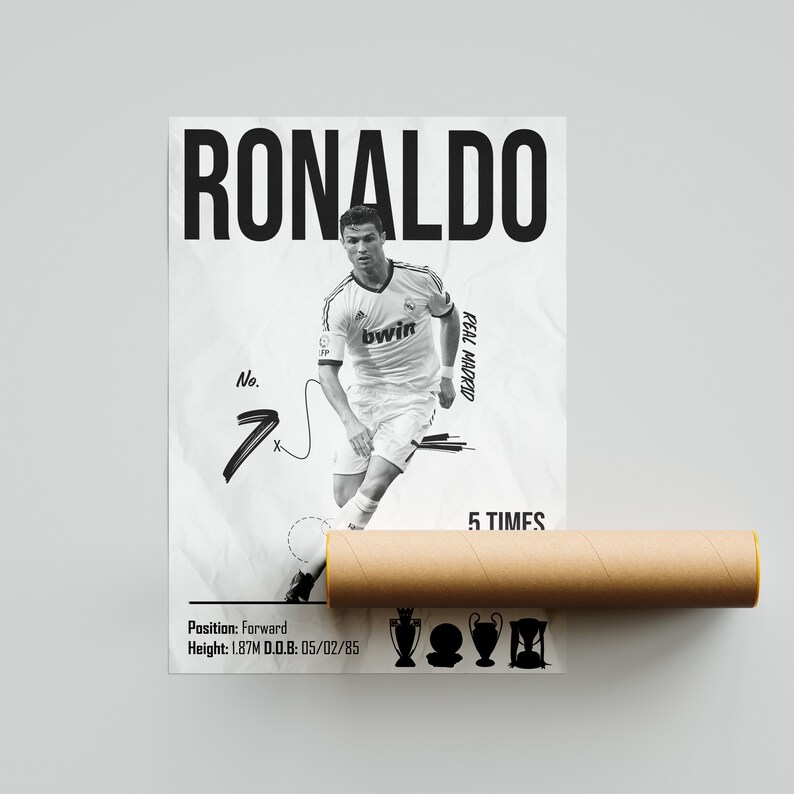 Cristiano Ronaldo Real Madrid Poster: Football Legend Print - Etsy UK