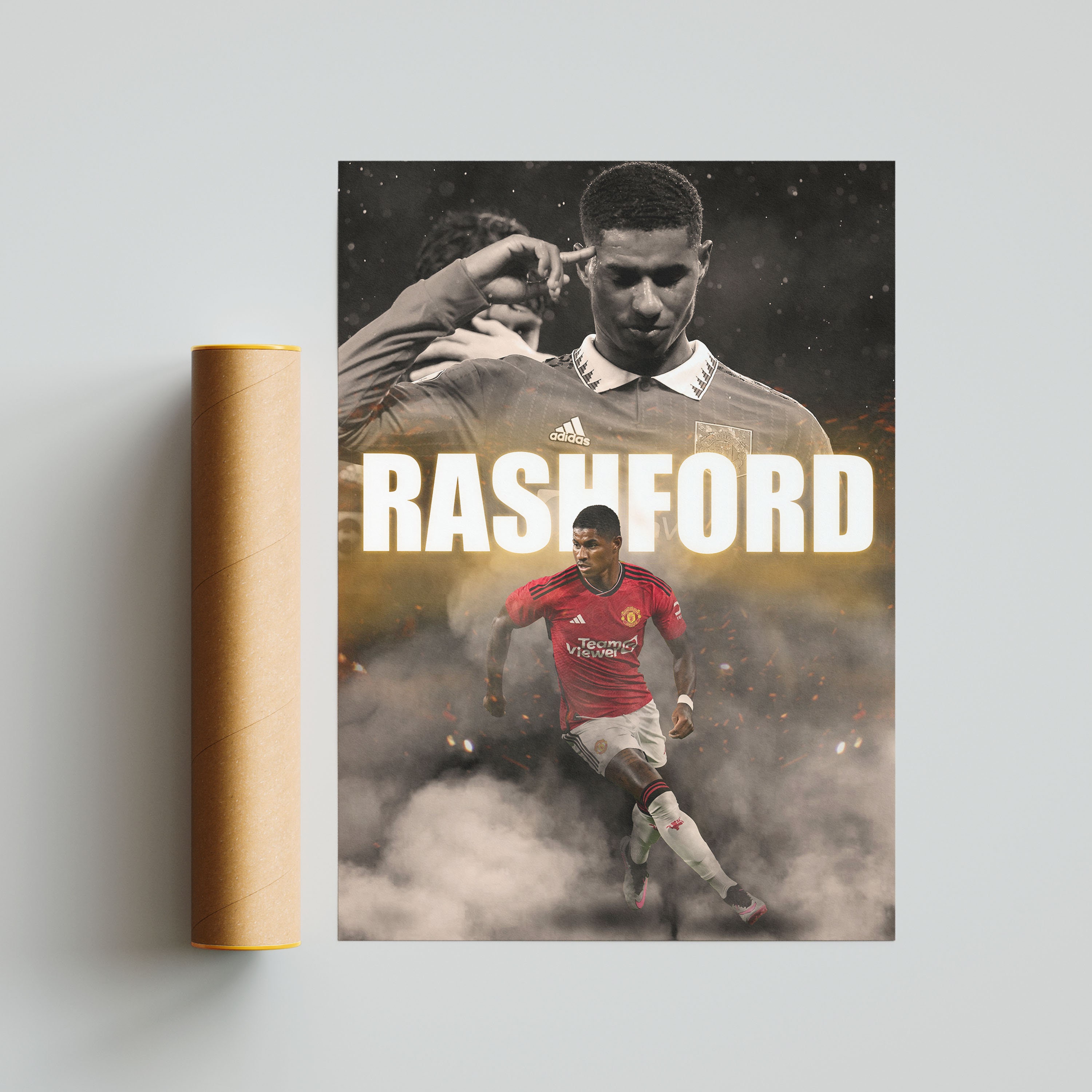Marcus Rashford Poster, Manchester United Print, Football Print, Soccer ...
