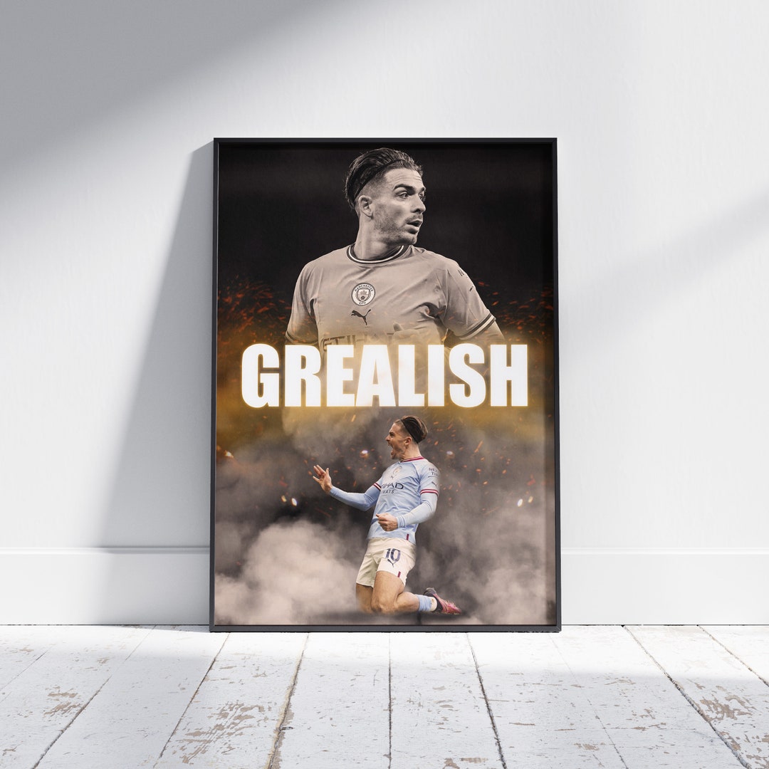 Jack Grealish Poster, Man City Poster, Football Poster, Soccer Poster ...