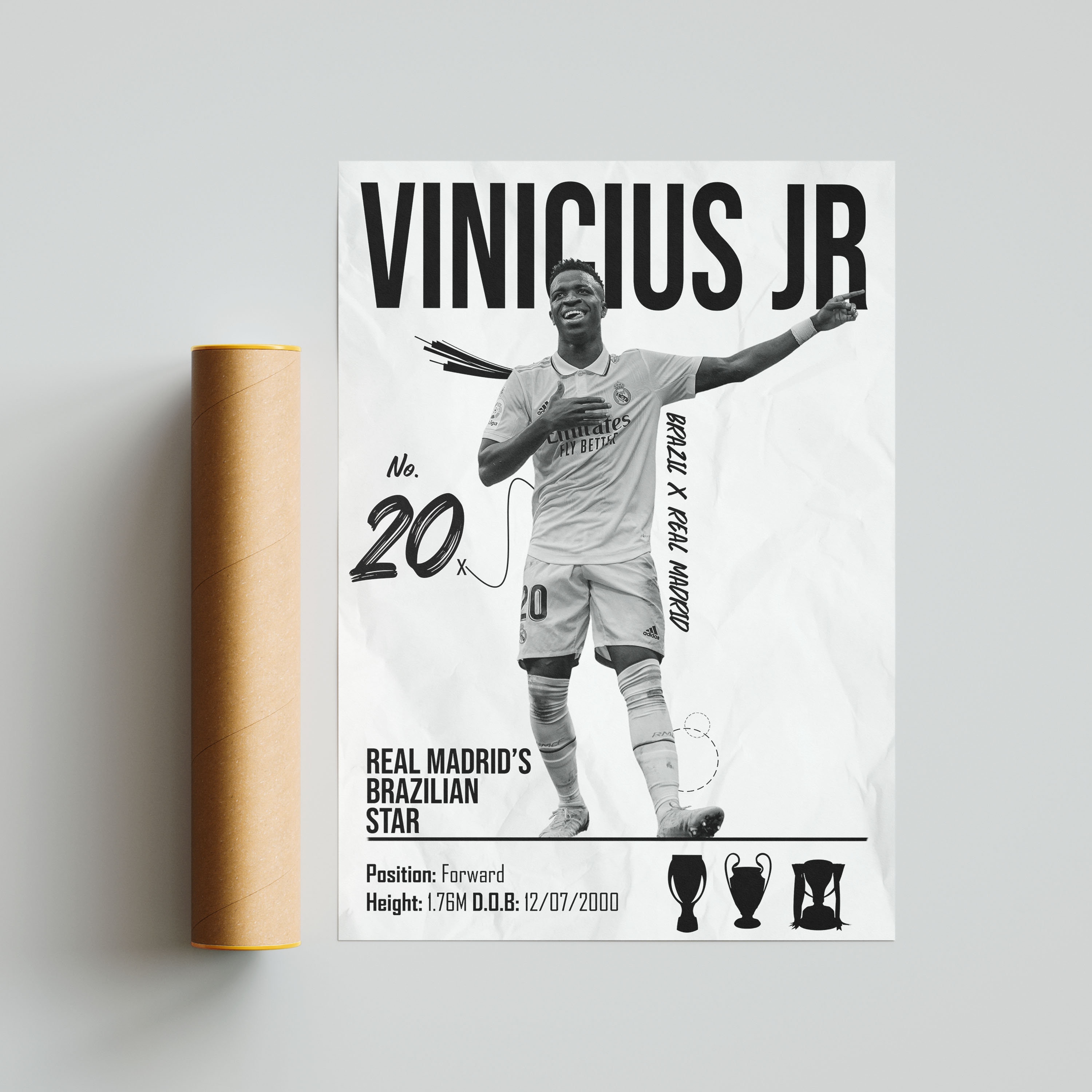 Vinicius Jr Real Madrid Poster, Football Poster, Football Print ...