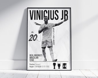 Vinicius Junior Poster, Real Madrid Football Print, Football Poster ...