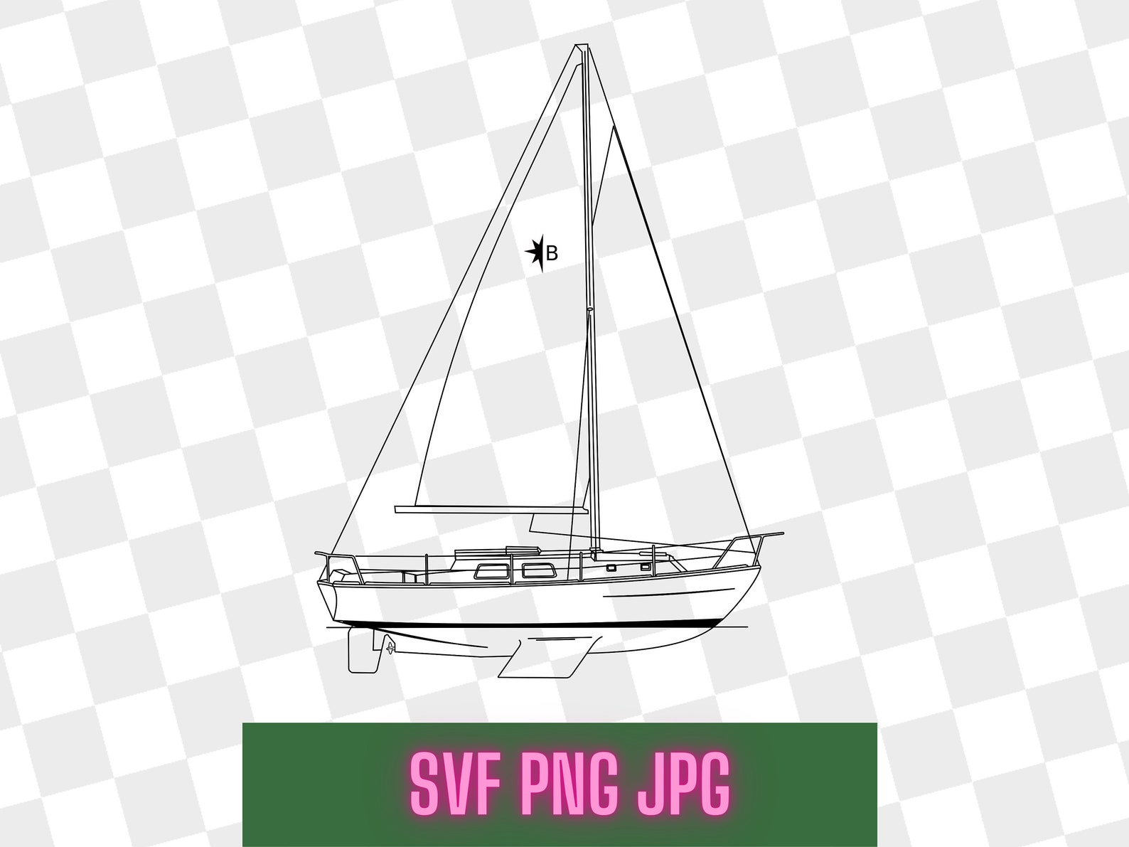 Digital Printable Vector Drawing of Westerly Berwick Sailing Boat Line ...