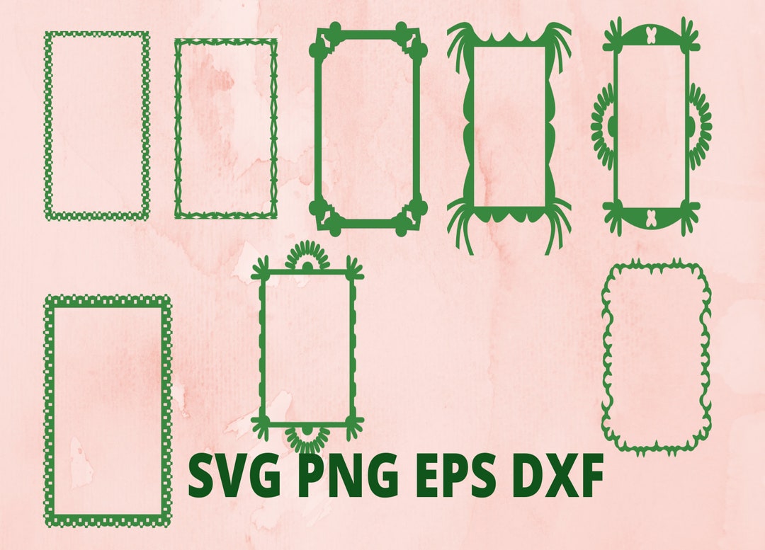 8 Simple Vector Frames for Page or Picture, Digital Downloads, Dxf Png ...