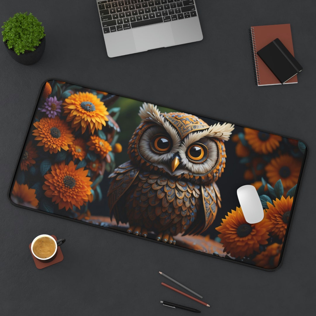 Floral Owl Desk Mat Gaming Mouse Pad Gaming Gifts Office Supplies Gift ...