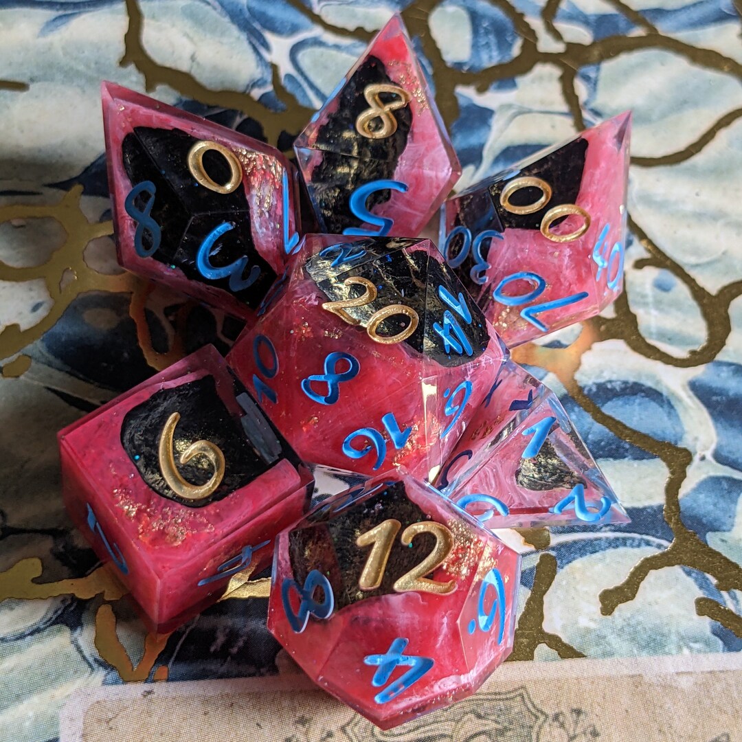 Grottos of Fire - Handmade Resin Sharp Edge, Dnd, Dice Set for Dnd, D&D ...
