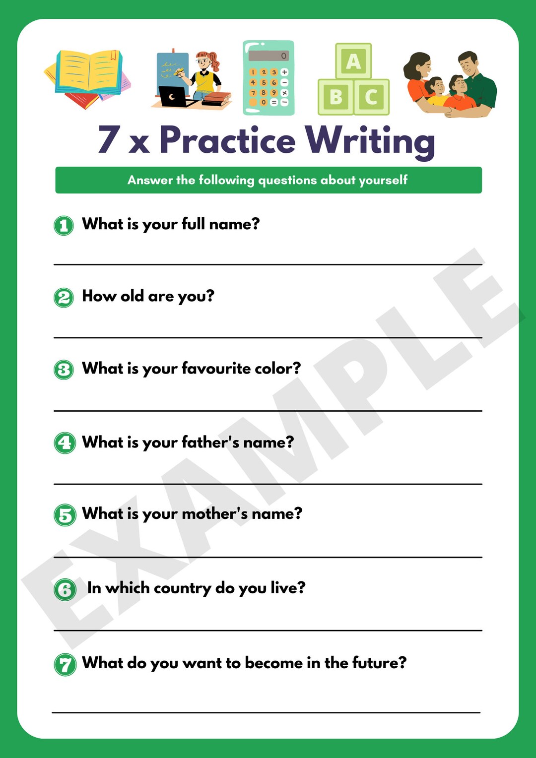 Practice Writing or Typing - 7 Questions to Learn Writing or Typing - Etsy