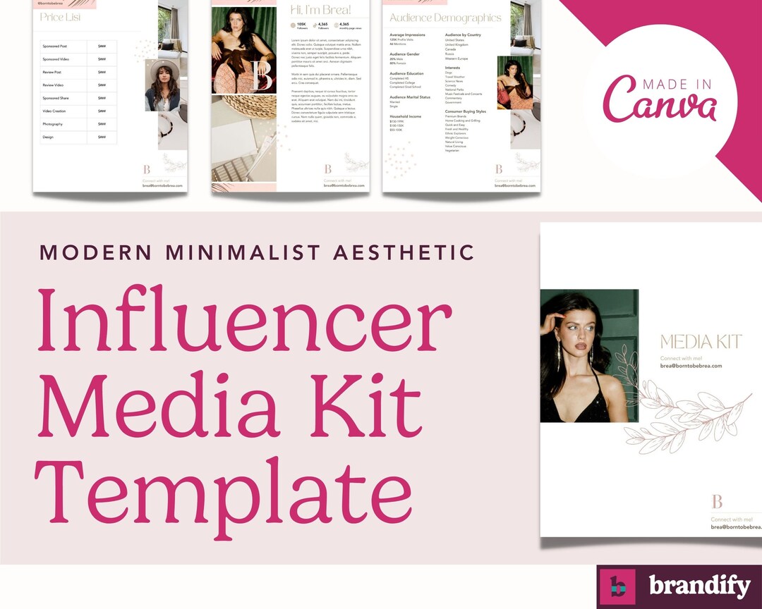 Influencer Media Kit Template, Influencer Media Kit Canva Template ...