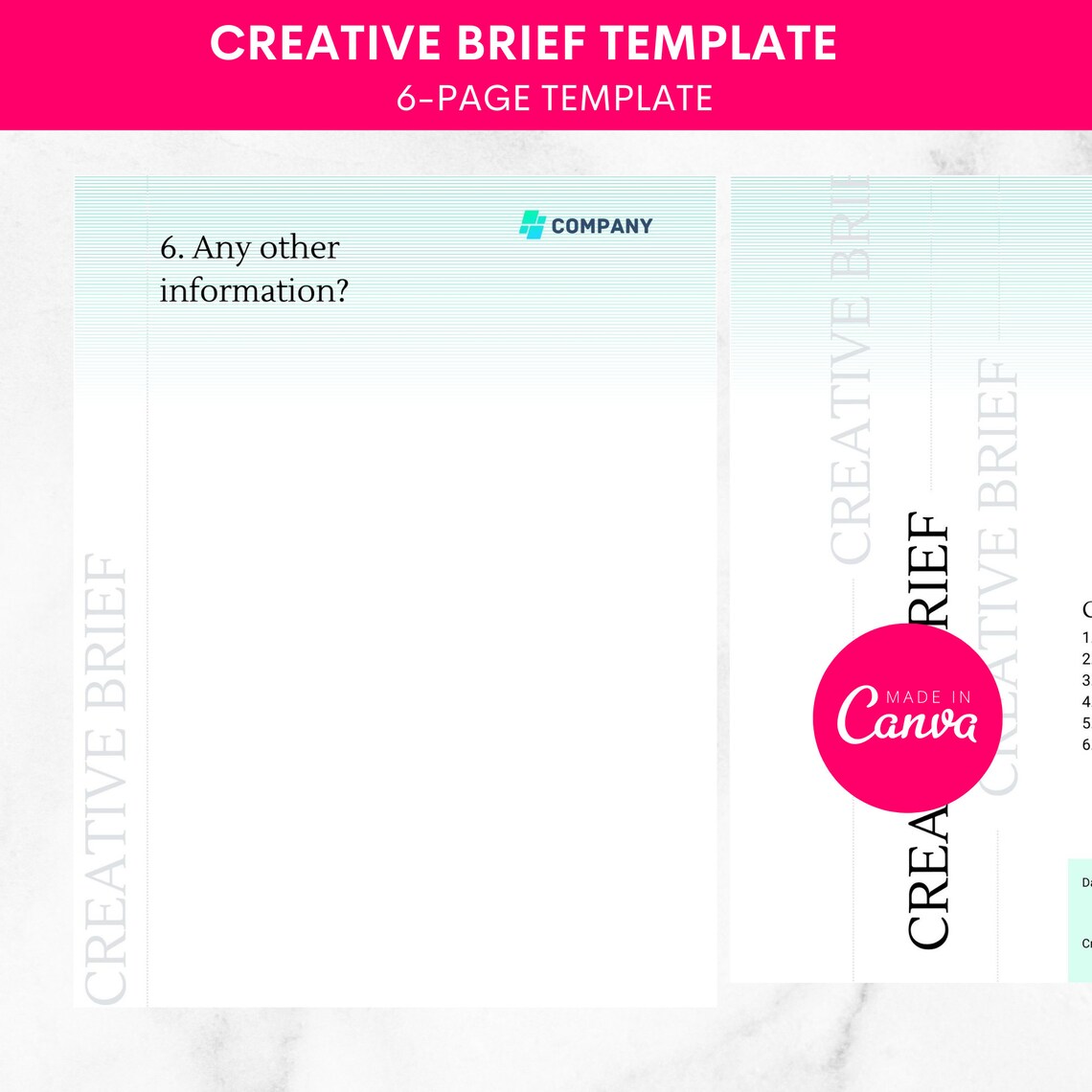 Creative Brief Template, Design Brief, Creative Planner, CANVA Template ...