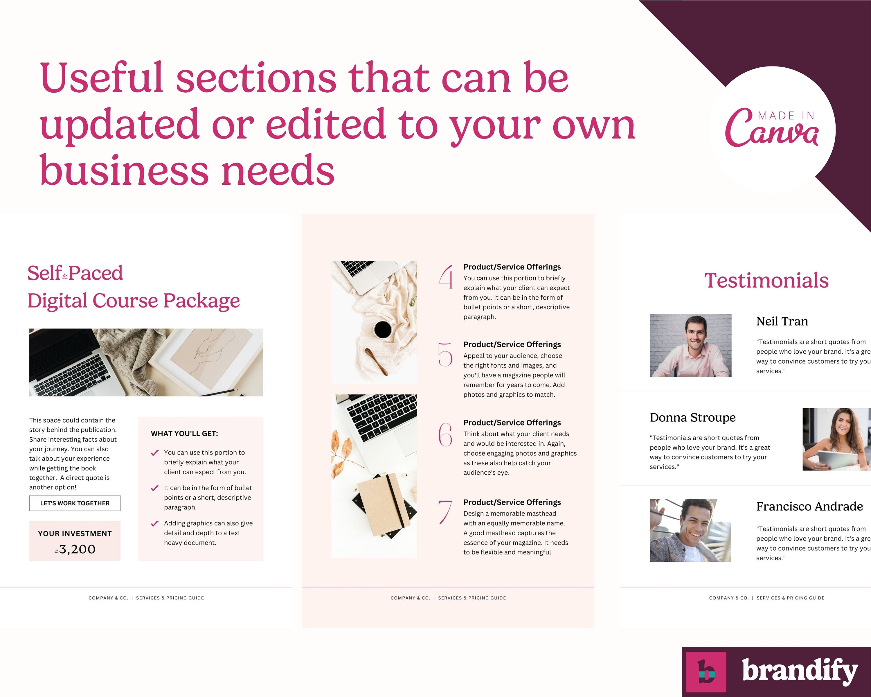 Product and Pricing Template, Pricing Guide, Business Template, Product ...