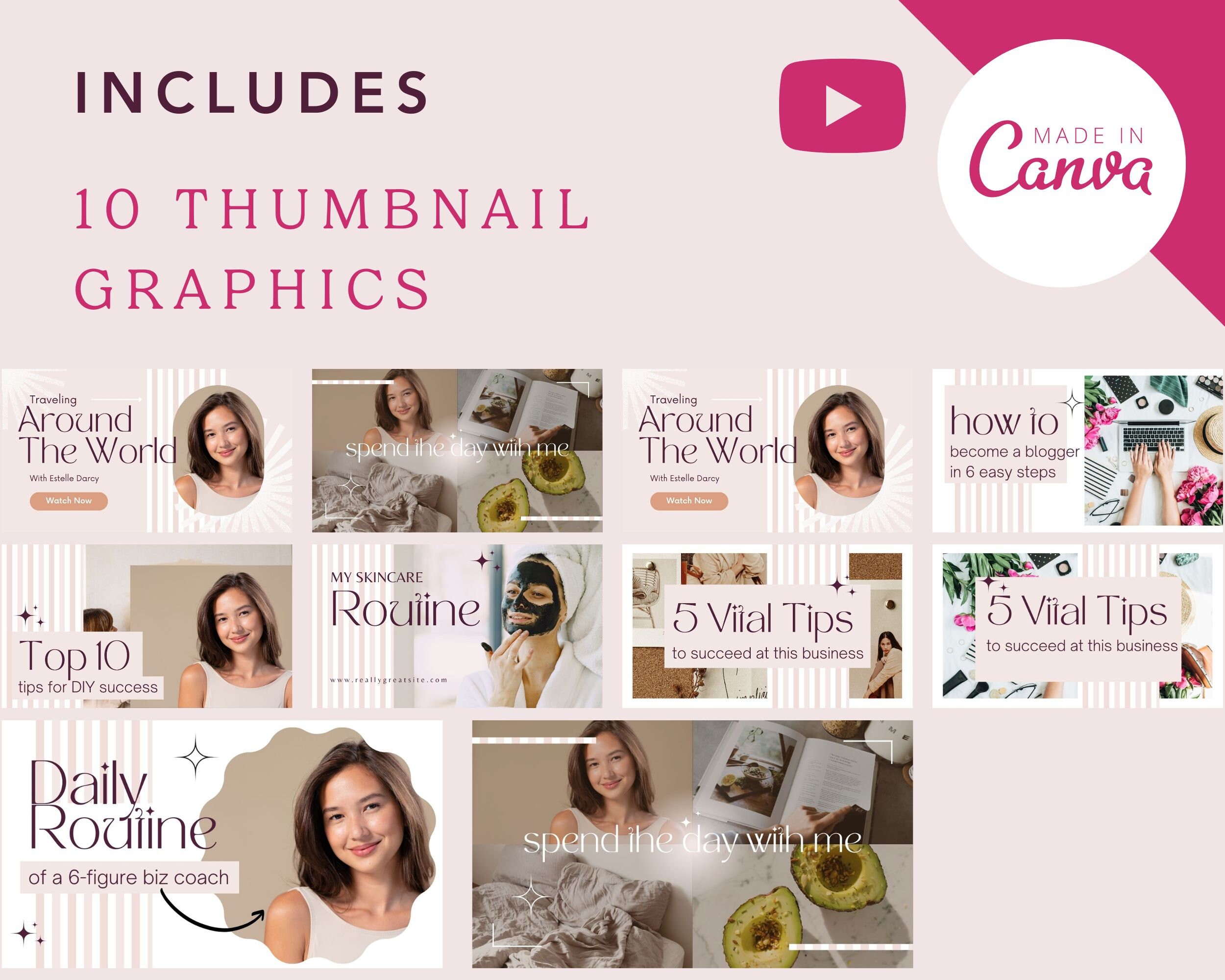 Youtube Brand Kit, Youtube Thumbnail Templates, Editable Channel Banner ...