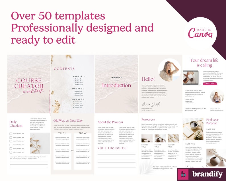 Course Template, Online Course Template, Course Template Canva, Course ...