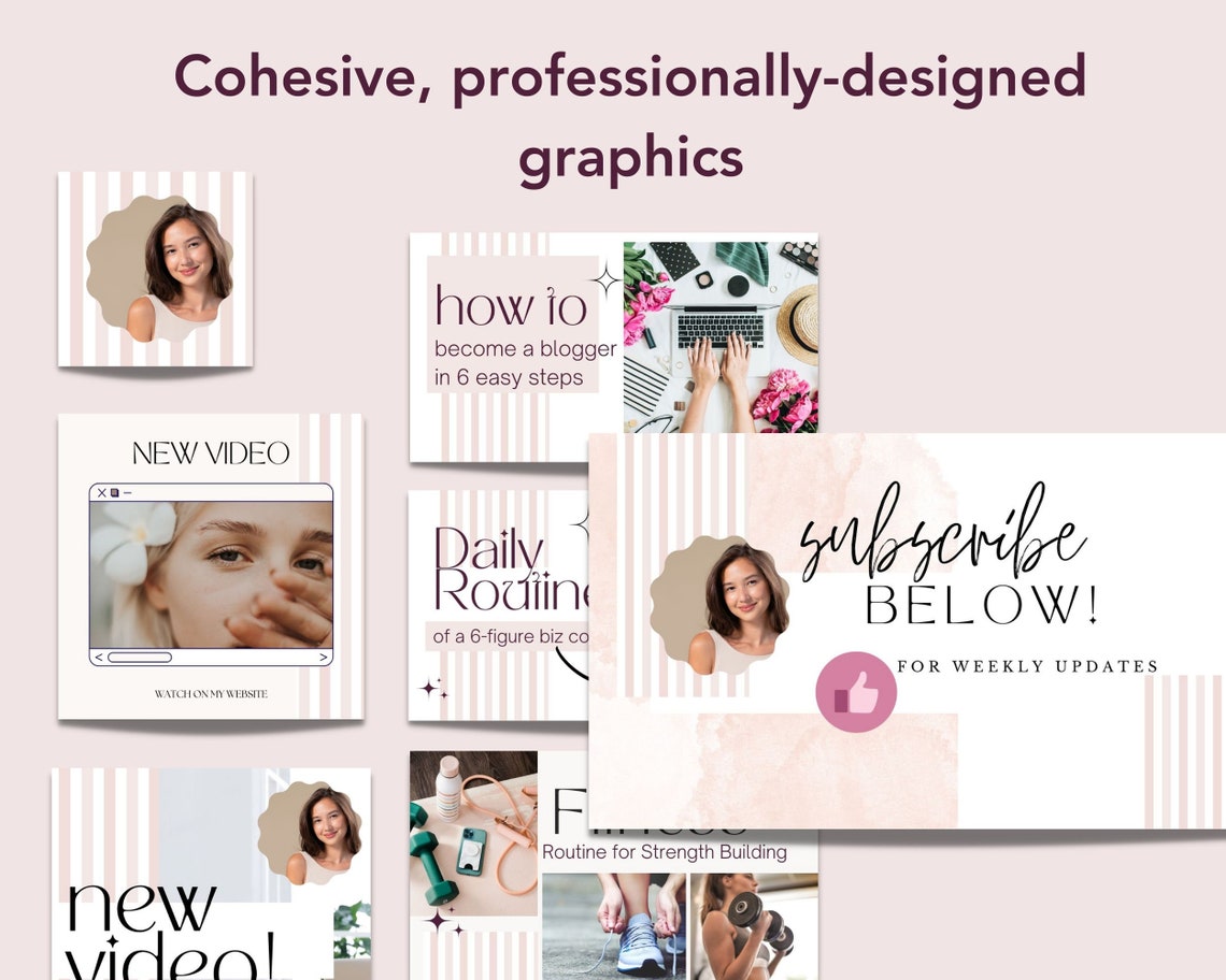 Youtube Brand Kit, Youtube Thumbnail Templates, Editable Channel Banner ...