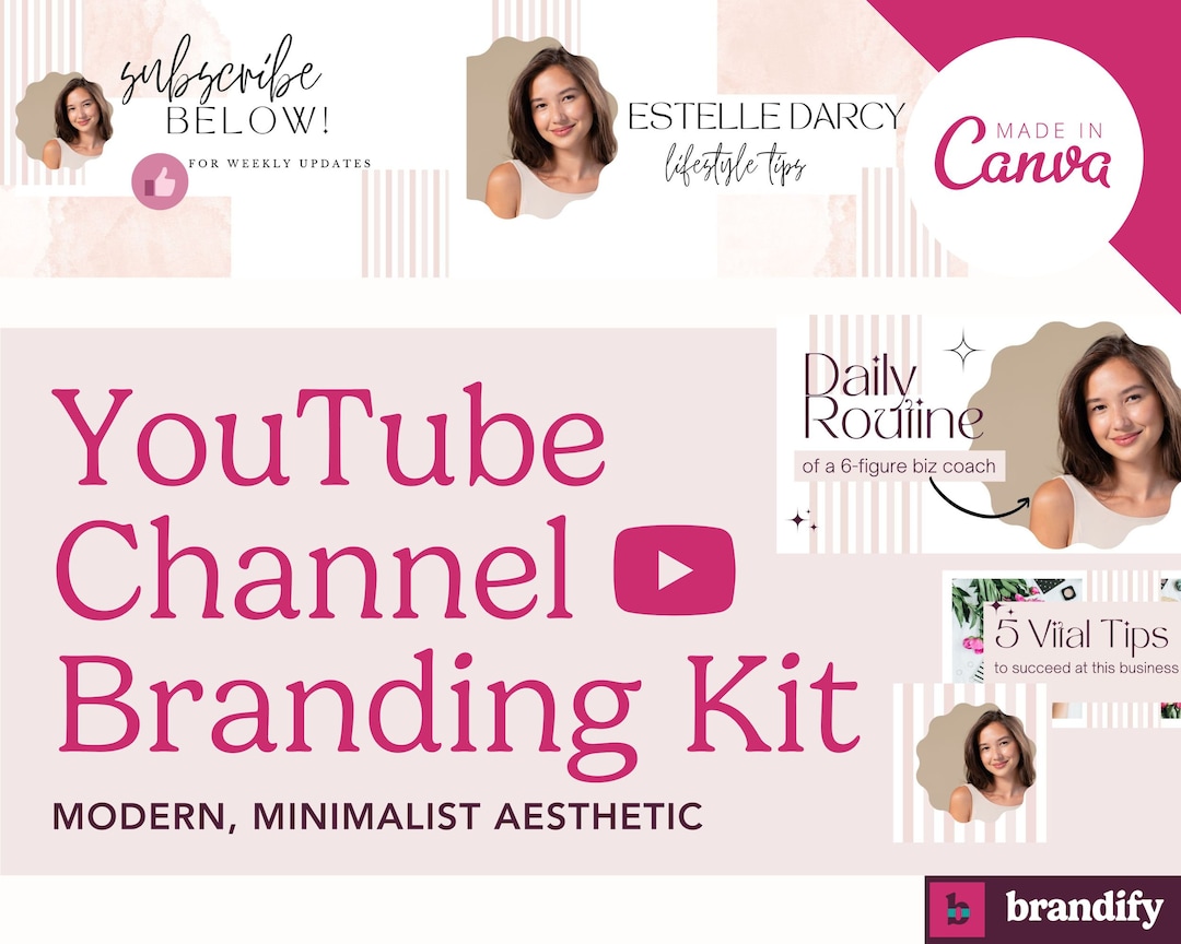 Youtube Brand Kit, Youtube Thumbnail Templates, Editable Channel Banner ...