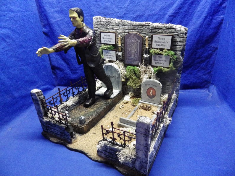 Aurora 1961 "original Frankenstein" Fully Built Model Kit W/cemetery ...