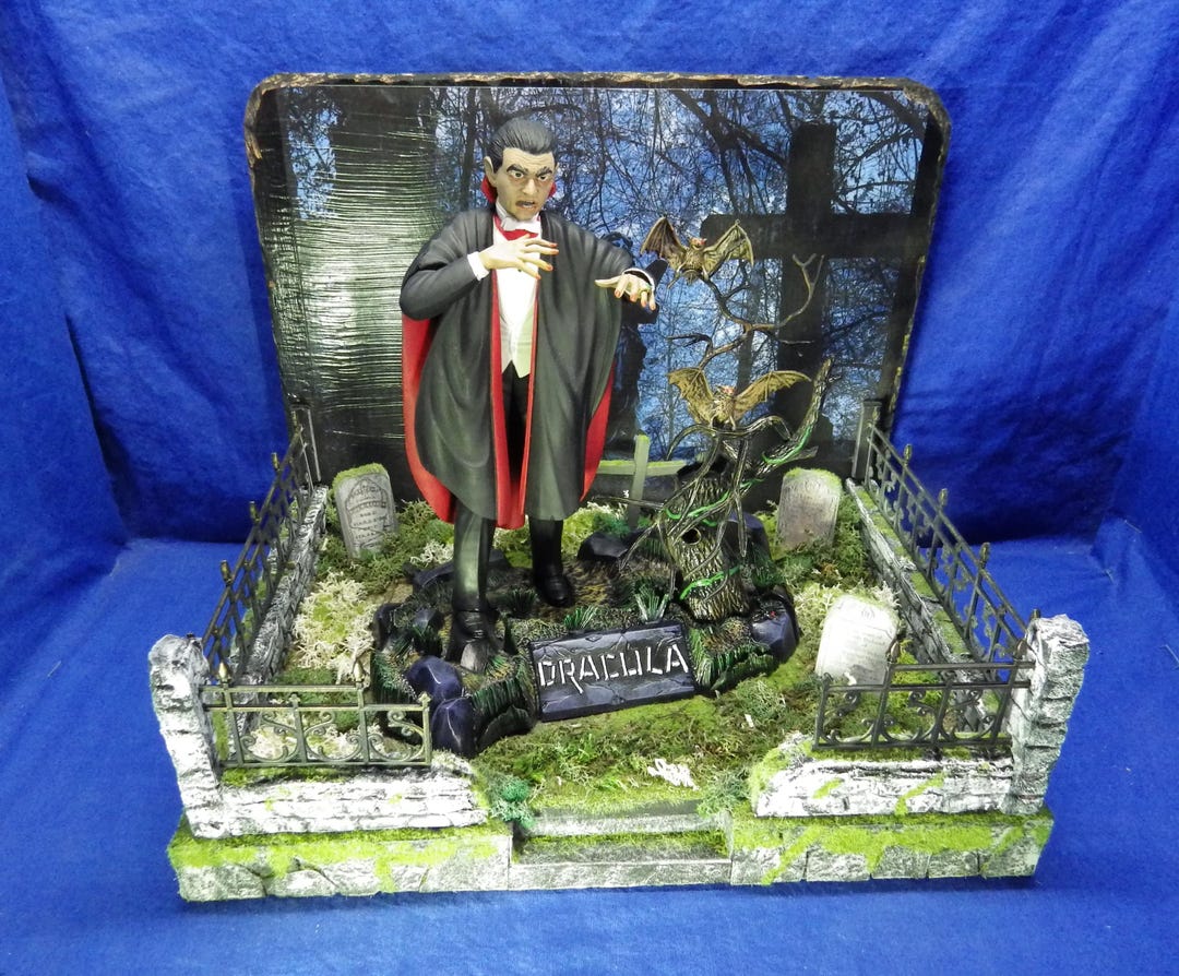 Aurora 1962 "original Dracula" Fully Built Model Kit W/cemetery Diorama ...