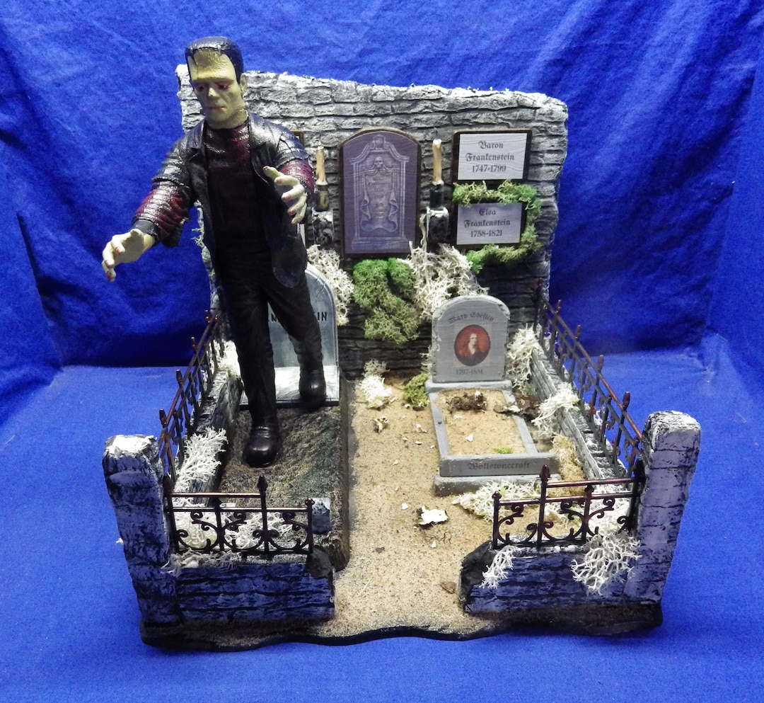Aurora 1961 "original Frankenstein" Fully Built Model Kit W/cemetery ...