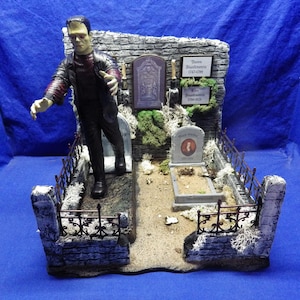 Aurora 1961 "original Frankenstein" Fully Built Model Kit W/cemetery ...