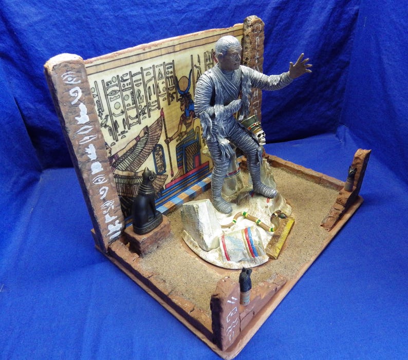 Aurora 1963 Original "the Mummy" Model Kit W/custom Egyptian Base ...