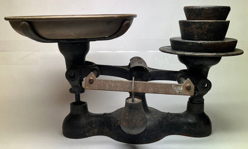 Antique Cast Iron and Brass Shop Scale With Original Brass Plate and ...