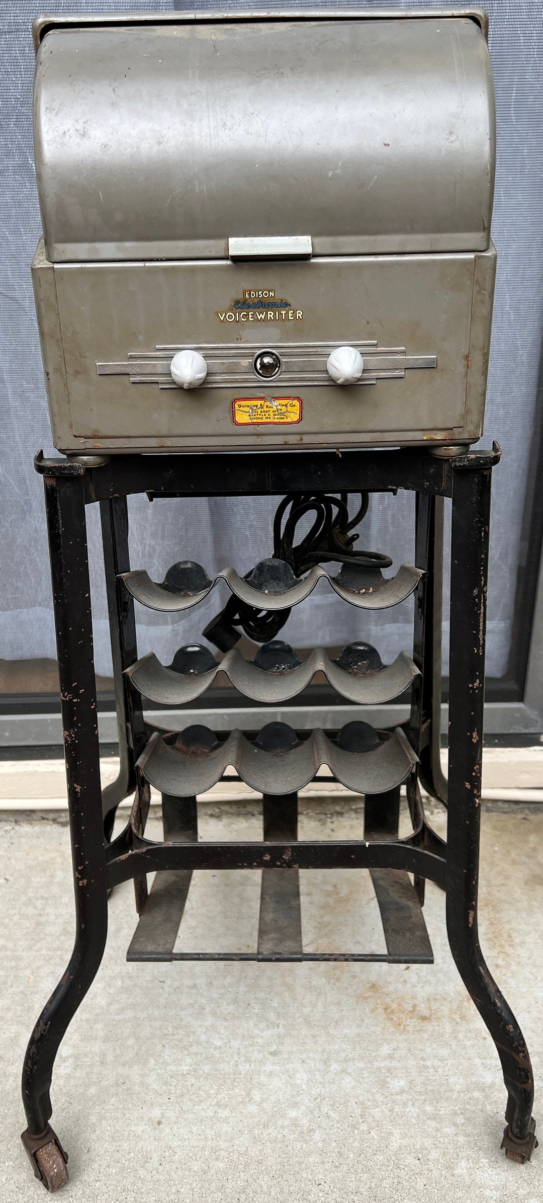 Thomas Edison Voicewriter- With the Original Stand on Wheels and the ...