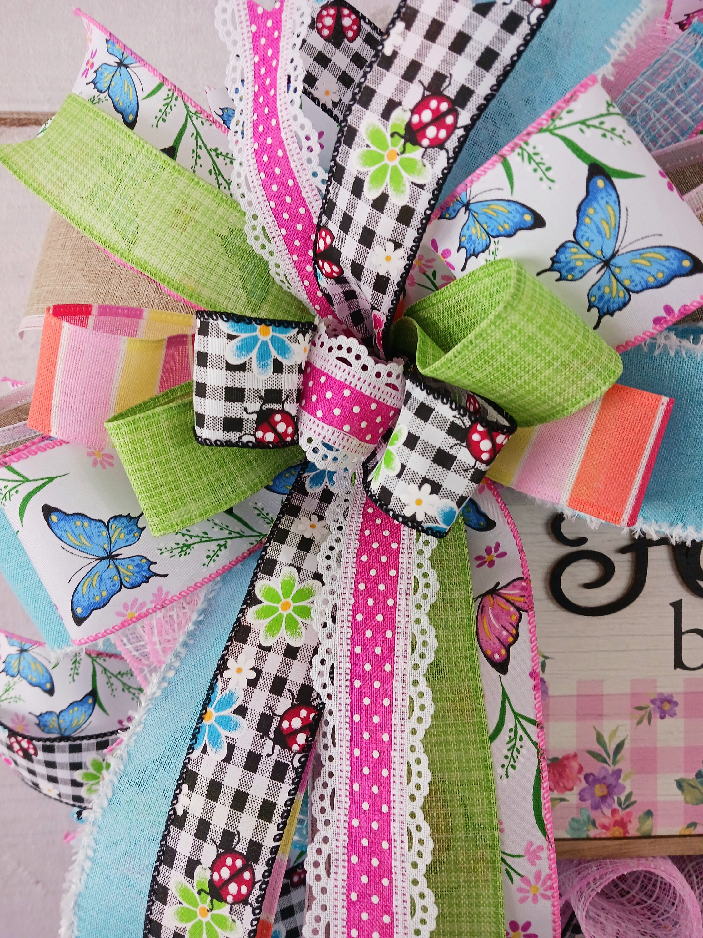 Colorful Spring Wreath, Spring Mesh Wreath, Butterfly Spring Wreath ...