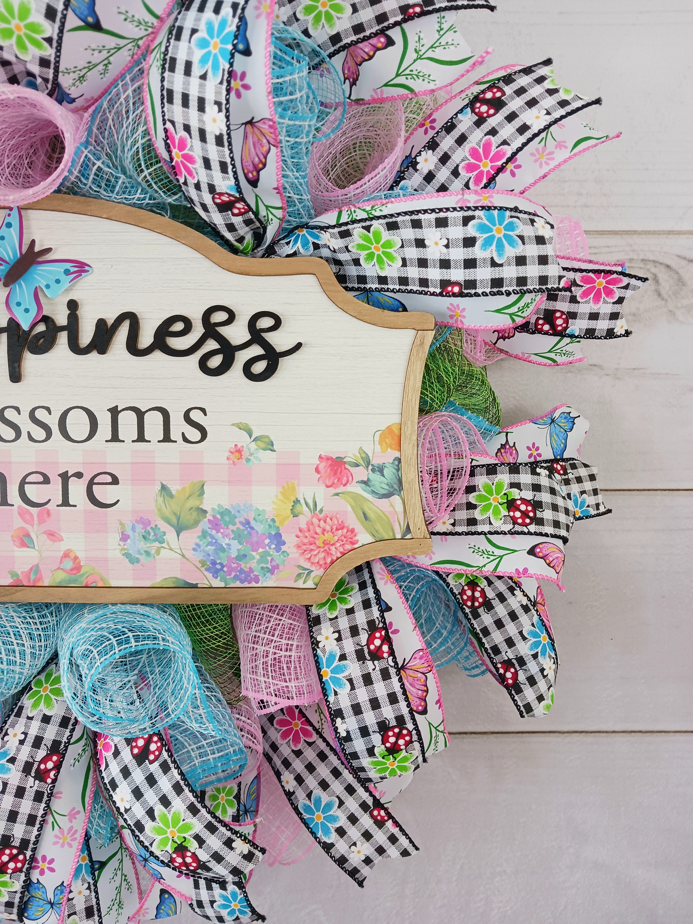 Colorful Spring Wreath, Spring Mesh Wreath, Butterfly Spring Wreath ...