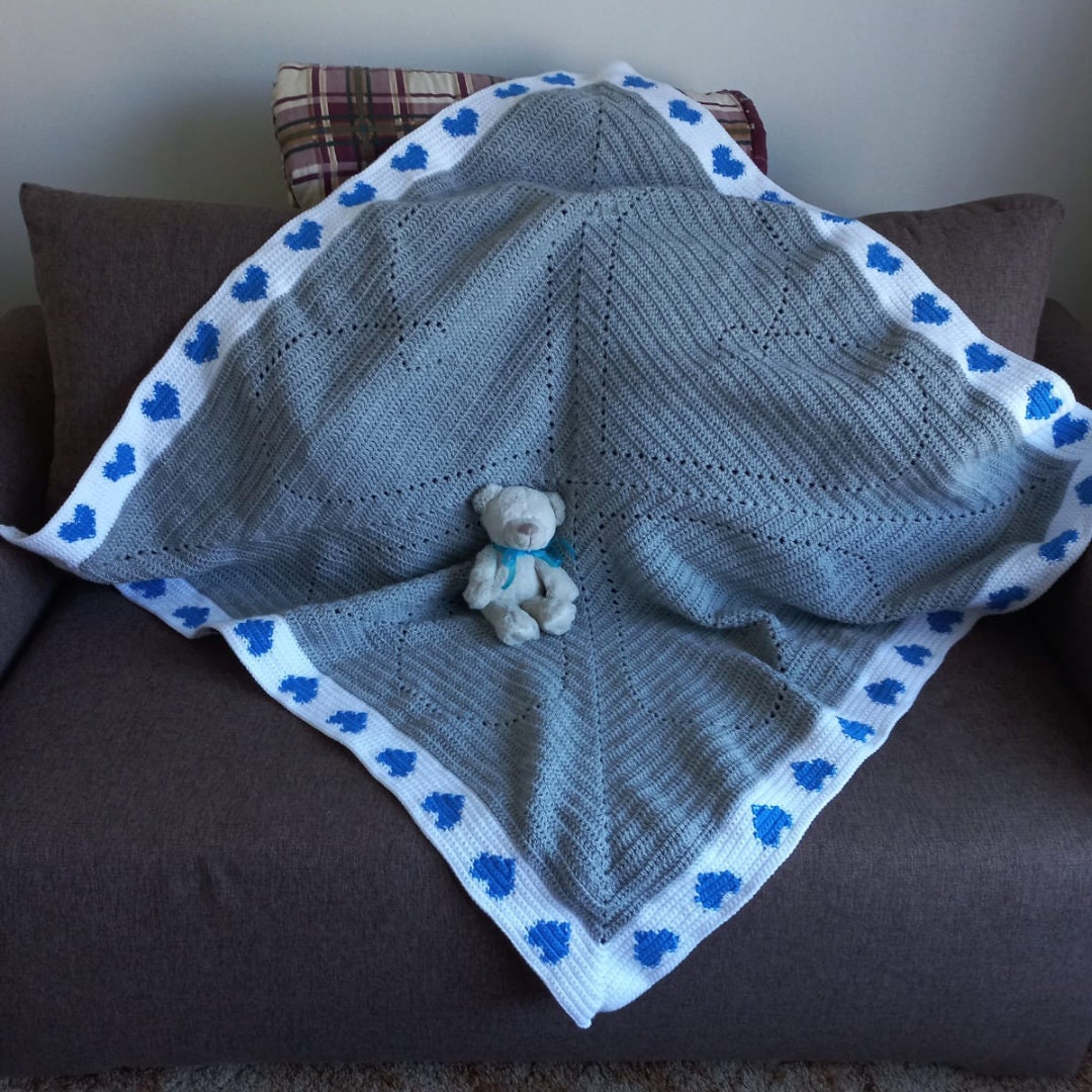 Filet Hearts Crochet Baby Blanket Pattern – PDF Crochet Pattern – Heart ...
