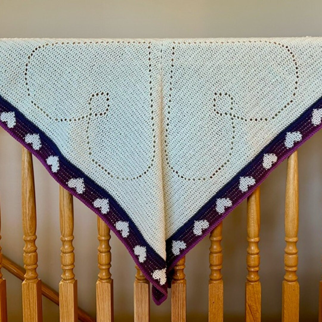 Filet Hearts Crochet Baby Blanket Pattern – PDF Crochet Pattern – Heart ...